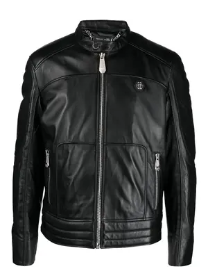 PHILIPP PLEIN Philipp Plein Padded Leather Biker Jacket