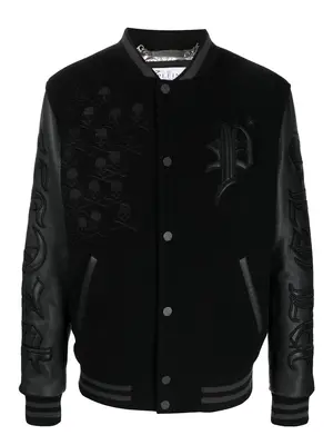 Philipp Plein Gothic Logo Varsity Jacket - Black