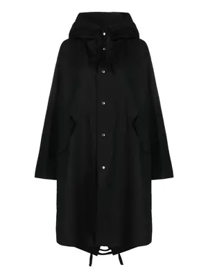 JIL SANDER Logo-print Cotton Mid-length Coat - Black
