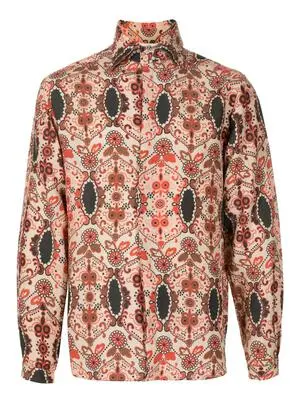 AMIR SLAMA Graphic-print Long-sleeved Shirt - Multicolour