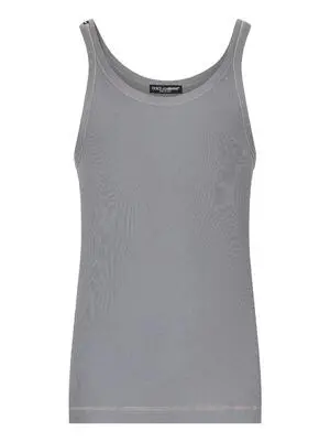 Dolce & Gabbana Scoop-neck Cotton Tank Top - Grey