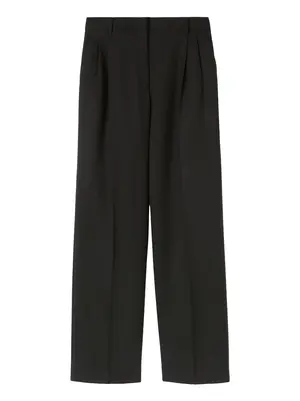 Burberry Wide-leg Wool Trousers - Black