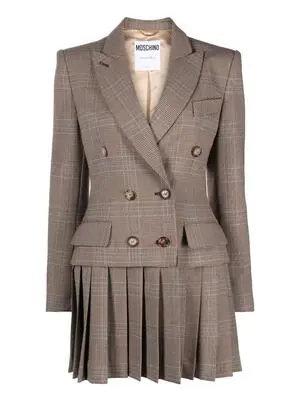 Moschino Prince Of Wales Check Double-breasted Blazer - Brown