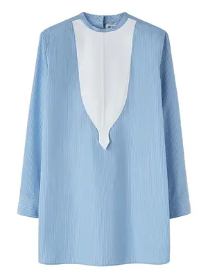 JIL SANDER Striped Cotton Blouse - Blue