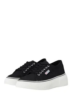 Superga 2287 Bubble Line Lace-up Platform Sneakers - Black