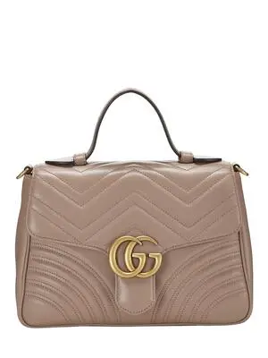 Gucci Leather Gg Marmont Top Handle Bag - Pink