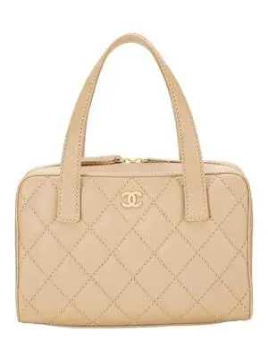 CHANEL Leather Chanel Wild Stitch Boston Bag Small
