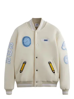 Kith X Invisible Friends Manteco Wool Varsity Jacket - Cream