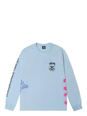 StÜssy Test Strike Pigment Dyed Long-sleeve Tee 'sky - Blue