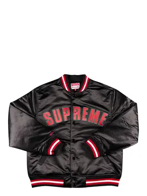 Supreme X Mitchell And Ness Satin Varsity Jacket - Black