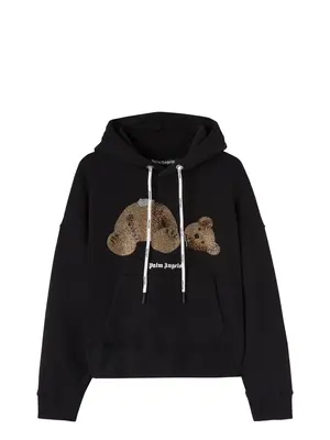 Palm Angels Sequined Bear Hoody - Black