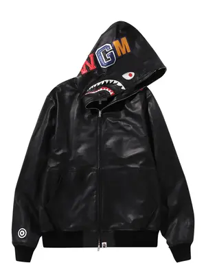BAPE Leather Shark Full-zip Jacket - Black