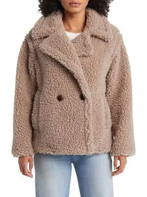 UGG Gertrude Teddy Faux Shearling Coat - Putty