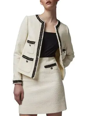 LK BENNETT Charlee Tweed Jacket - Cream