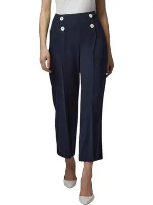 LK BENNETT Parker Button Detail Crop Trousers - Midnight