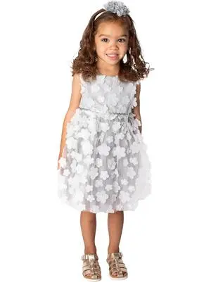 POPATU 3d Floral Tulle Dress - Grey