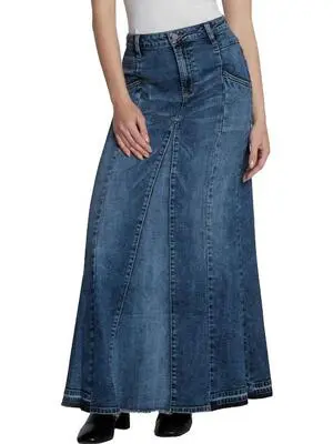 WASH LAB DENIM Wash Lab Denim Bliss Flare Maxi Skirt Shine Blue
