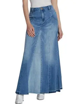 WASH LAB DENIM Bliss Flare Maxi Skirt - Spark Blue