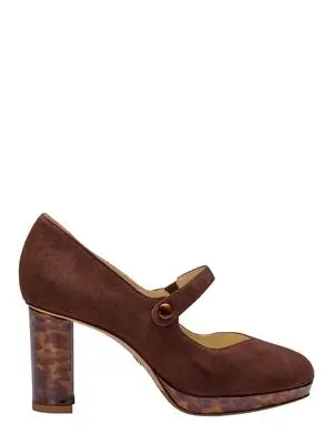 Sarah Flint Perfect Mary Jane Platform 85 Espresso Suede And Tortoise