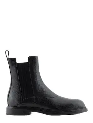 Emporio Armani Grained Leather Chelsea Boots - Black
