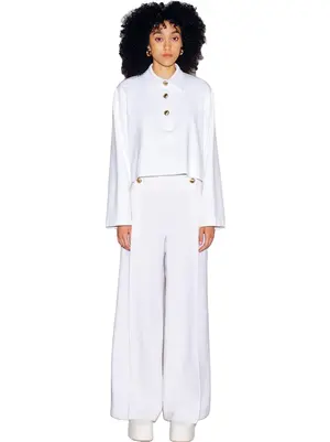 Rosetta Getty Rosetta Getty Long-Sleeve Cropped Polo White