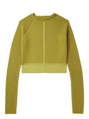 Rick Owens Cropped Ribbed Cashmere And Wool-blend Sweater - Green