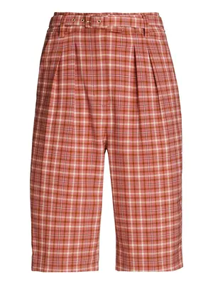 Zimmermann Checked Jacquard Pleated Shorts - Antique Rose
