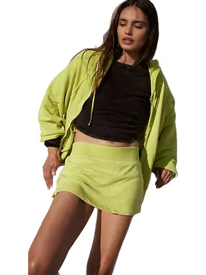 Free People Terry Zip-Up With Skort Set Limeade