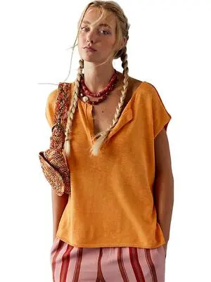 Free People Marina Del Sol Sweater Top Malibu Orange