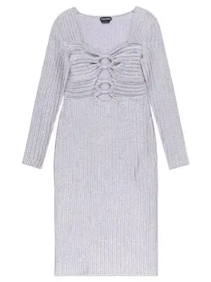 TOM FORD Cut-out Ribbed-knit Midi Dress - Grey