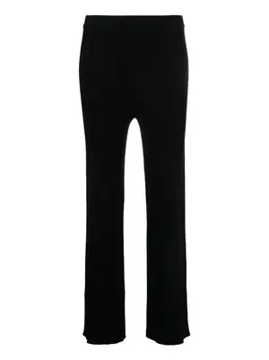 AERON Straight-leg Rib-knit Trousers - Black