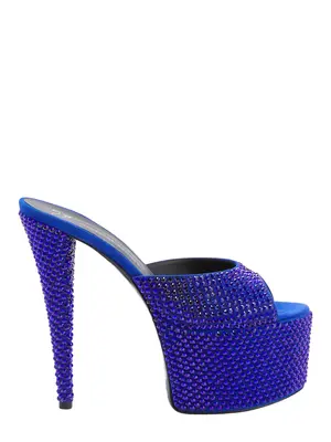 GIUSEPPE ZANOTTI Aida Crystal Platform Sandals - Blue