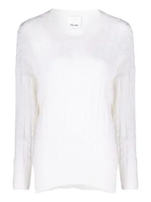 ALLUDE Cable-knit Long-sleeve Jumper - White