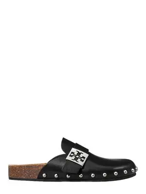 Tory Burch Mellow Suede Buckle Clogs - Black