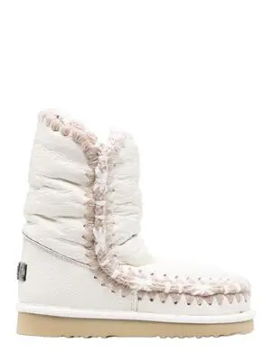 Mou Whipstitch-detail Sheepskin Boots - White