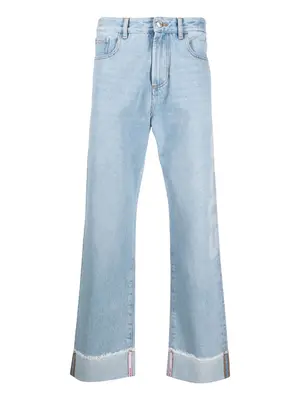 Gcds Logo-patch Straight-leg Jeans - Blue