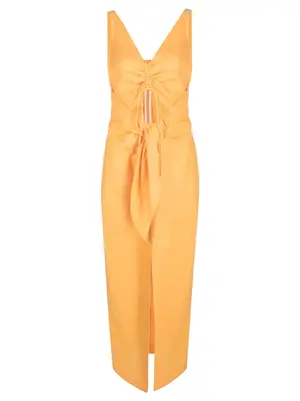 Nanushka Draped Linen Midi Dress - Orange