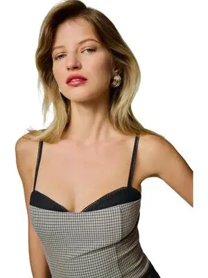 REFORMATION Melanie Top Grey Check