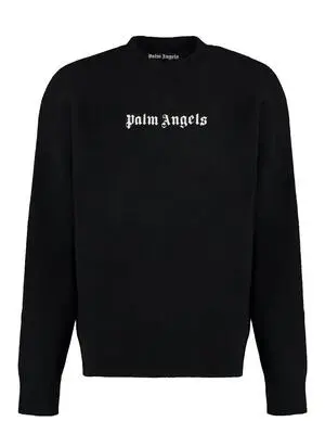 Palm Angels Merino Wool Blend Sweater - Black
