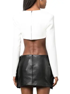 David Koma Crystal-embellished Crop Top - White