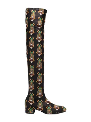 La DoubleJ Edie 40mm Scarab-jacquard Boots - Black