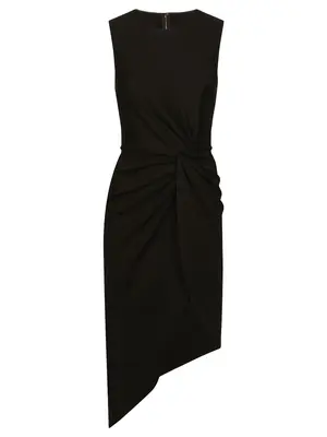 Dolce & Gabbana Draped Sleeveless Midi Dress - Black