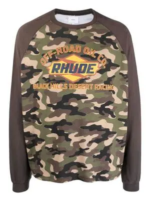 Rhude Camouflage-print Cotton T-shirt - Black