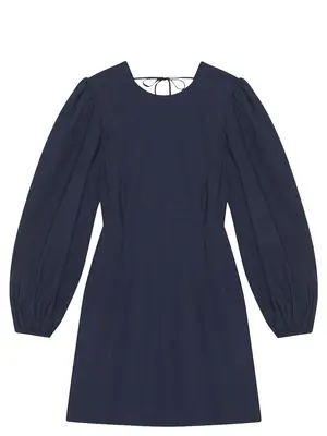 GANNI Long-sleeved Open-back Minidress - Blue