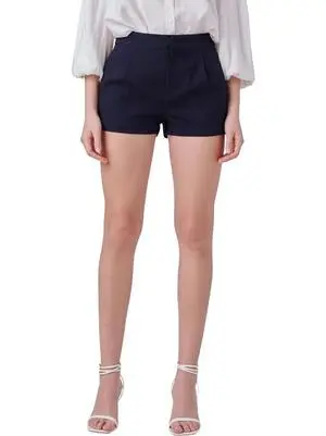 Endless Rose Pleated Low Rise Shorts - Navy