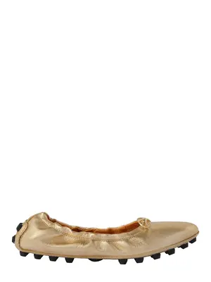 TOD'S Tod's Gommino Bubble Metallic Leather Ballet Flats