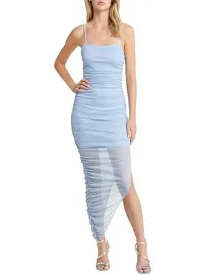 JUMP APPAREL Jump Apparel Glitter Matte Ruched Jersey Dress Light Blue