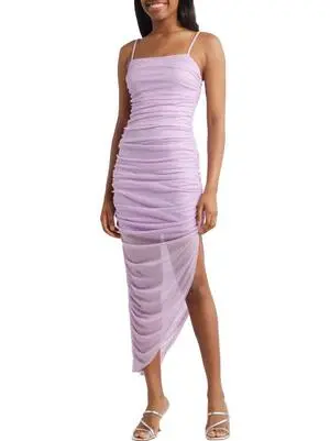JUMP APPAREL Glitter Matte Ruched Jersey Dress - Lilac