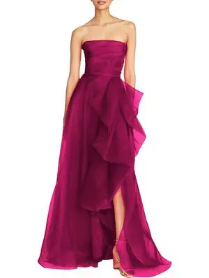Theia Teresa Draped Gown - Wine