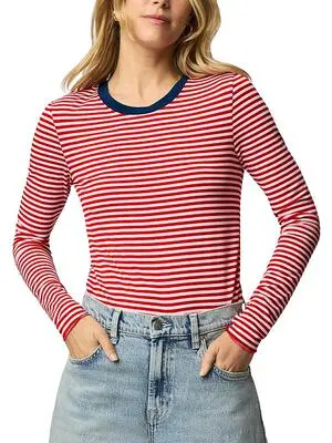 Splendid Striped Long Sleeve Tee - Navy/rouge